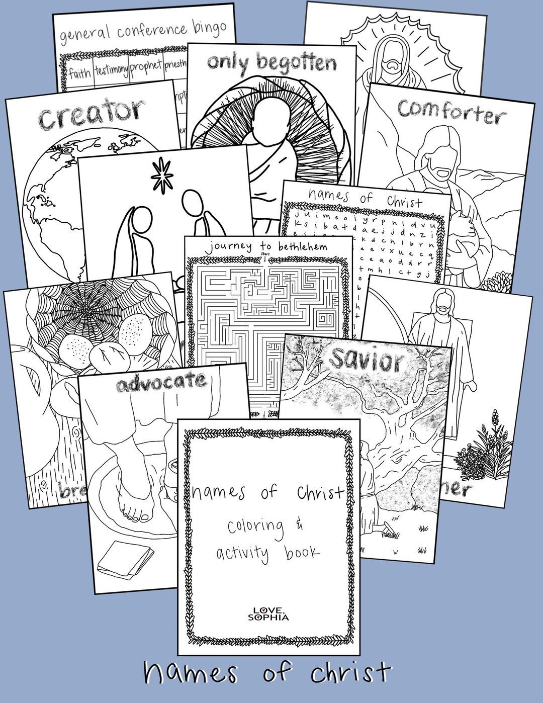 Names of Christ Coloring and Activity Book With Bonus Conference Bingo ...