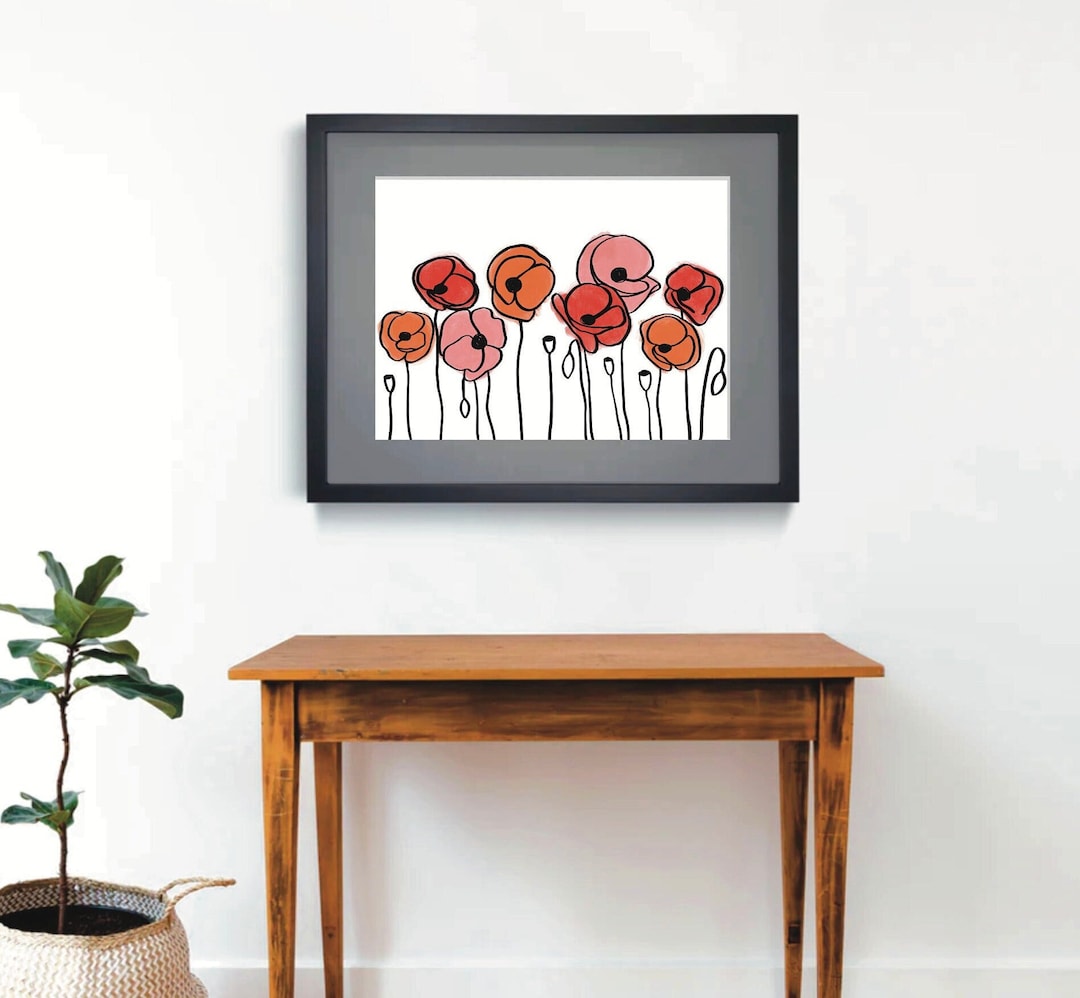 Poppy Field Line Art digital Download - Etsy