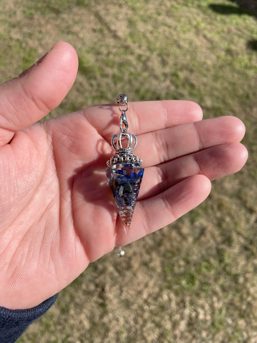 Lapis Lazuli Crown Pendulum, Crystal Crushed Stone Resin Spirit ...