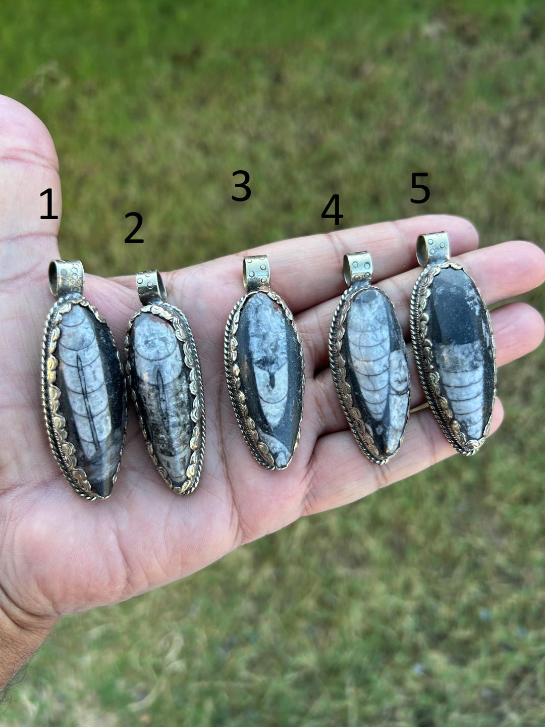 Silver Overlay Orthoceras Fossil Pendant | Handmade Boho Amulet - Etsy ...