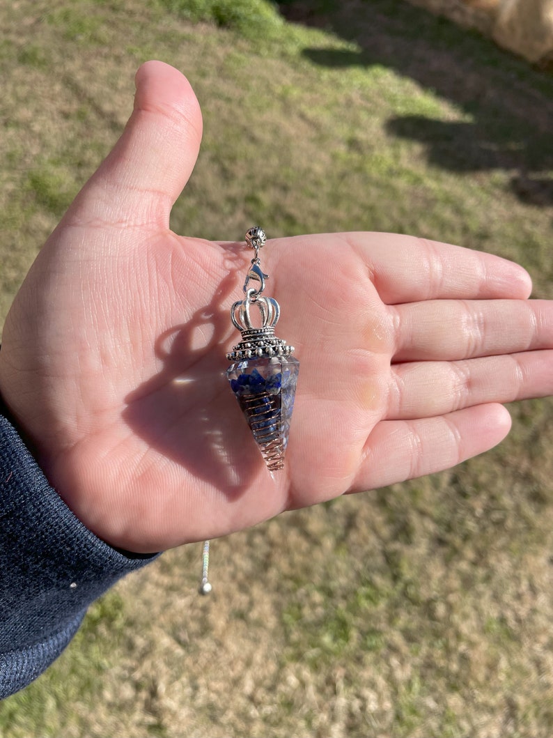 Lapis Lazuli Crown Pendulum, Crystal Crushed Stone Resin Spirit ...