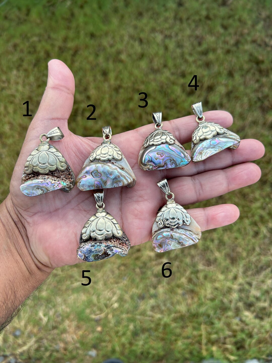 Handmade Silver Overlay Abalone Shell Pendant | Boho Ocean Amulet - Etsy