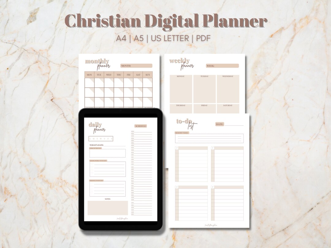 Christian Digital Planner Sheets, Digital Printable, Goodnotes, Minimal ...