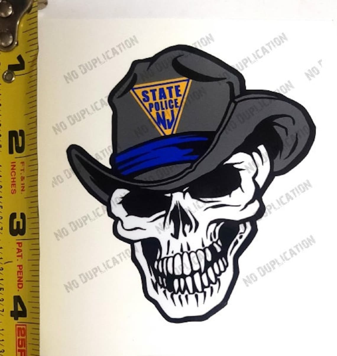 Official NJ State Police Decal Sticker NJSP - Skull With Gray Hat - Etsy