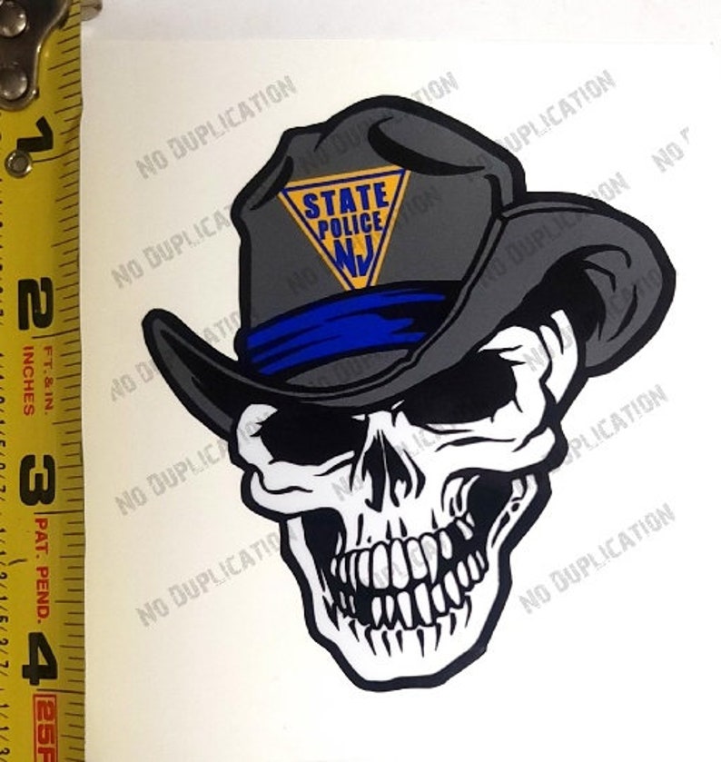 Official NJ State Police Decal Sticker NJSP - Skull With Gray Hat - Etsy
