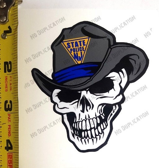 Official NJ State Police Decal Sticker NJSP - Skull With Gray Hat - Etsy