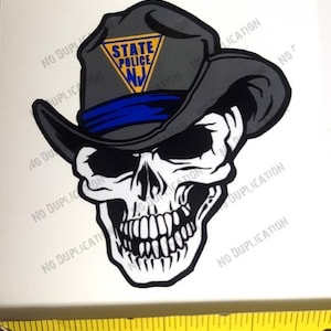 Official NJ State Police Decal Sticker NJSP - Skull With Gray Hat - Etsy