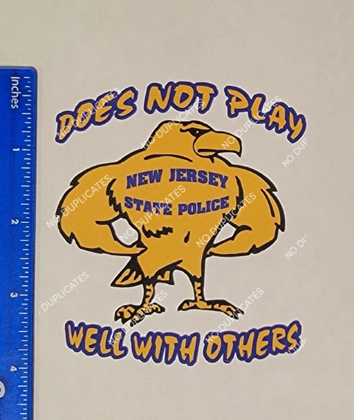 Official NJ State Police Decal Sticker NJSP - "does Not Play Well With ...