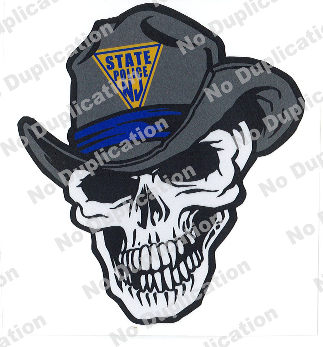 Official NJ State Police Decal Sticker NJSP - Skull With Gray Hat - Etsy