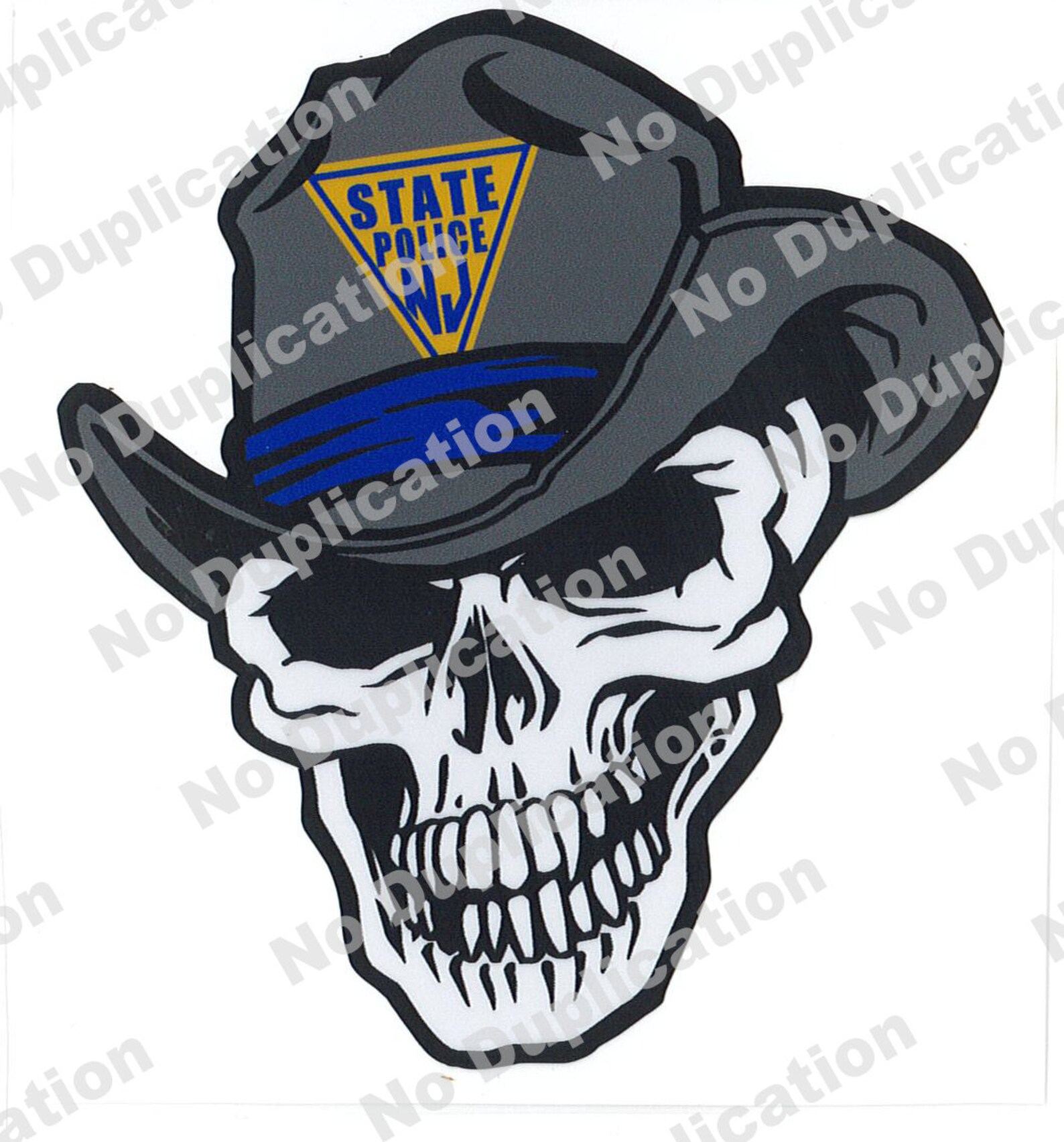 Official NJ State Police Decal Sticker NJSP - Skull With Gray Hat - Etsy