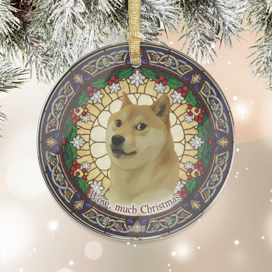 Doge Meme Christmas Ornament Funny Stained Glass, Holiday Tree Decor ...