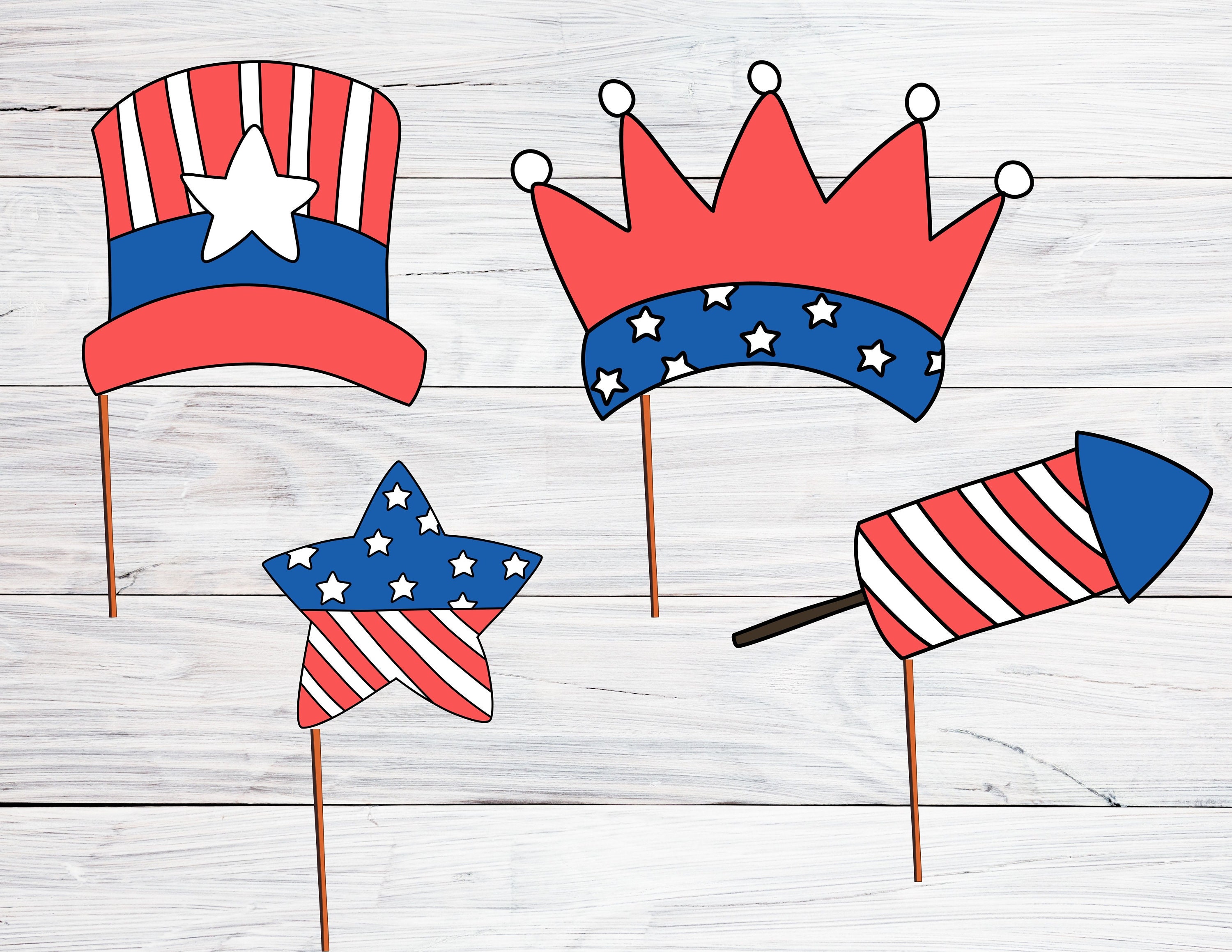 4th of July Photo Booth Props Printable Instant Download Last - Etsy