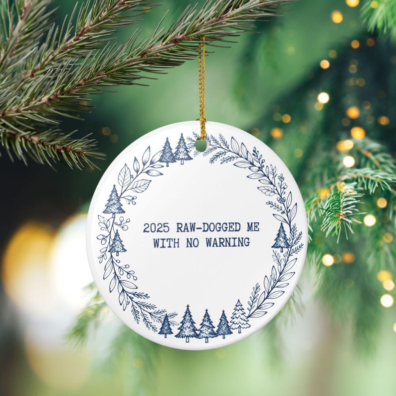 2025 Raw-dogged Me Funny Meme Ornament: Christmas Gag Gift, Sarcastic ...