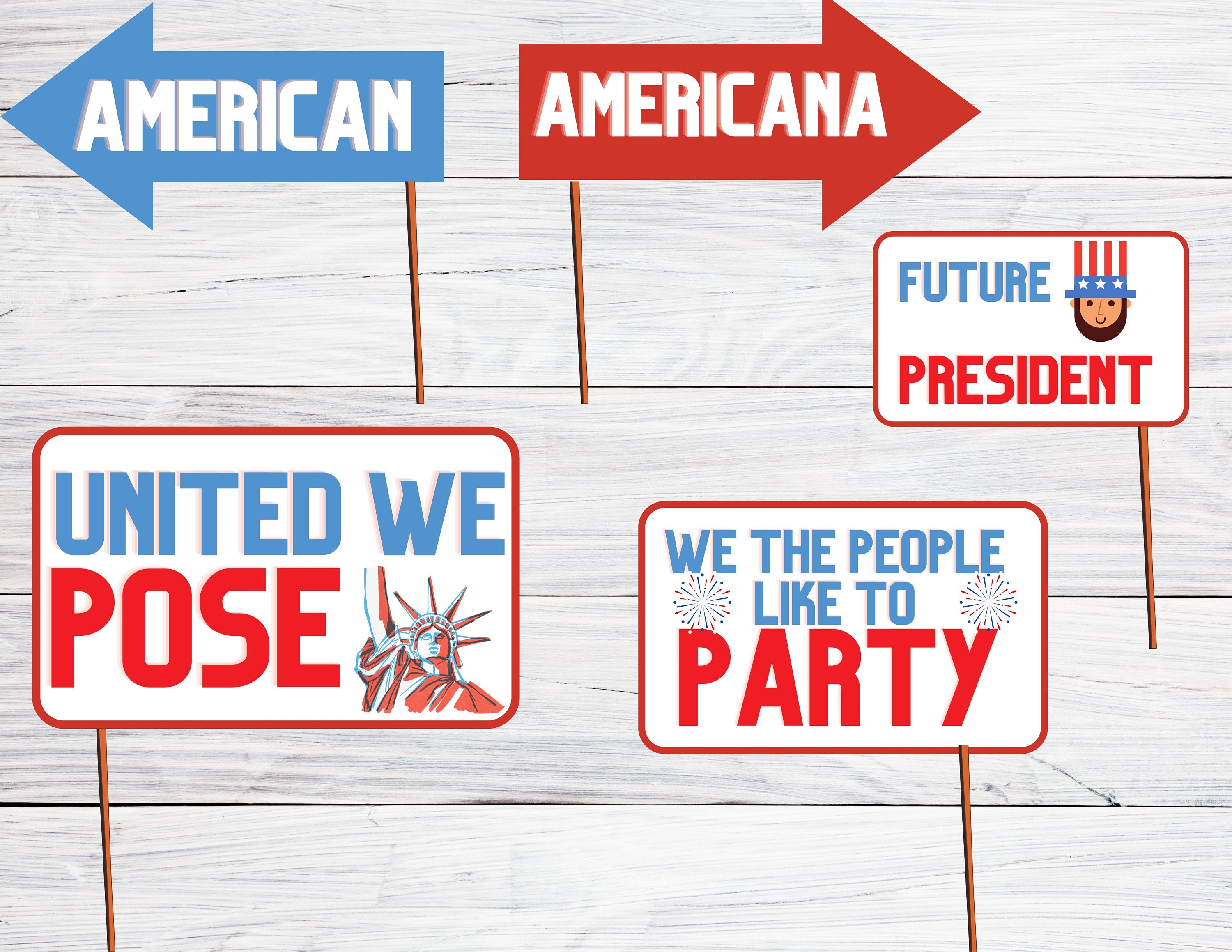 4th of July Photo Booth Props Printable Instant Download Last - Etsy