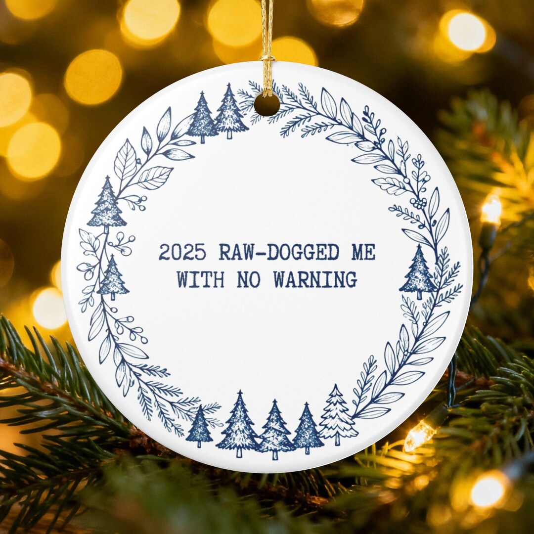 2025 Raw-dogged Me Funny Meme Ornament: Christmas Gag Gift, Sarcastic ...