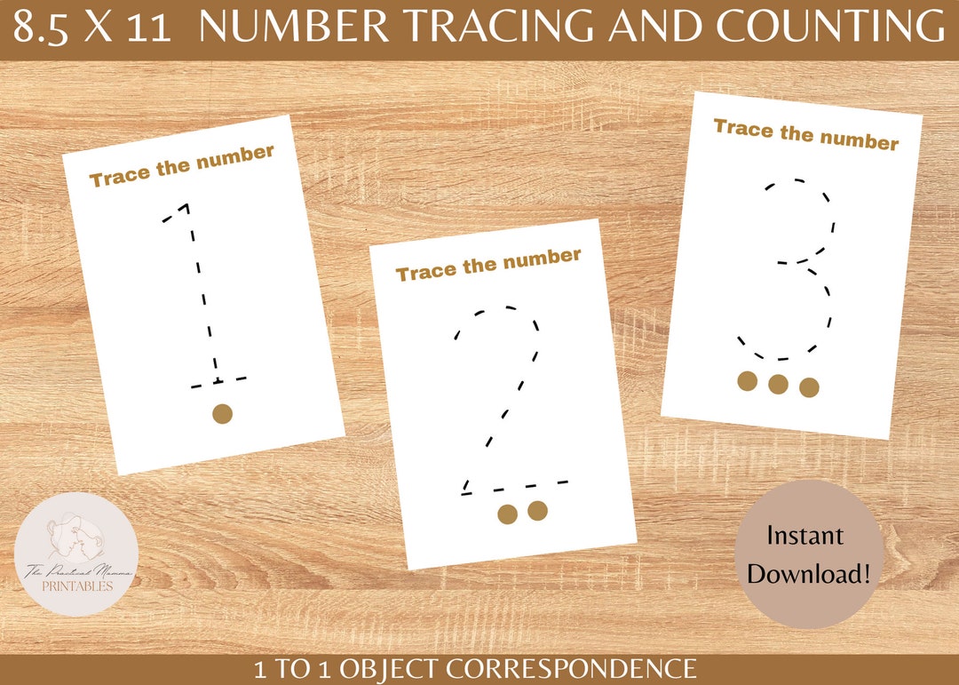 Number Tracing & Counting Worksheet: Montessori-inspired Printable (PDF ...