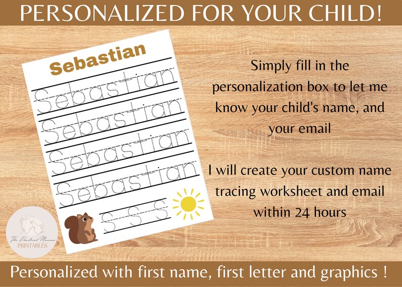 Personalized Name Tracing Worksheet, Handwriting Practice (PDF) - Etsy