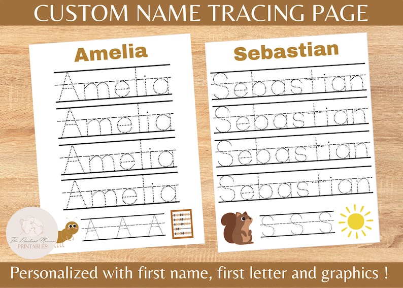 Custom Name Tracing Sheet Handwriting Practice Personalized Name Trace ...