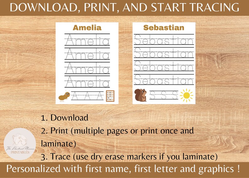 Custom Name Tracing Sheet Handwriting Practice Personalized Name Trace ...