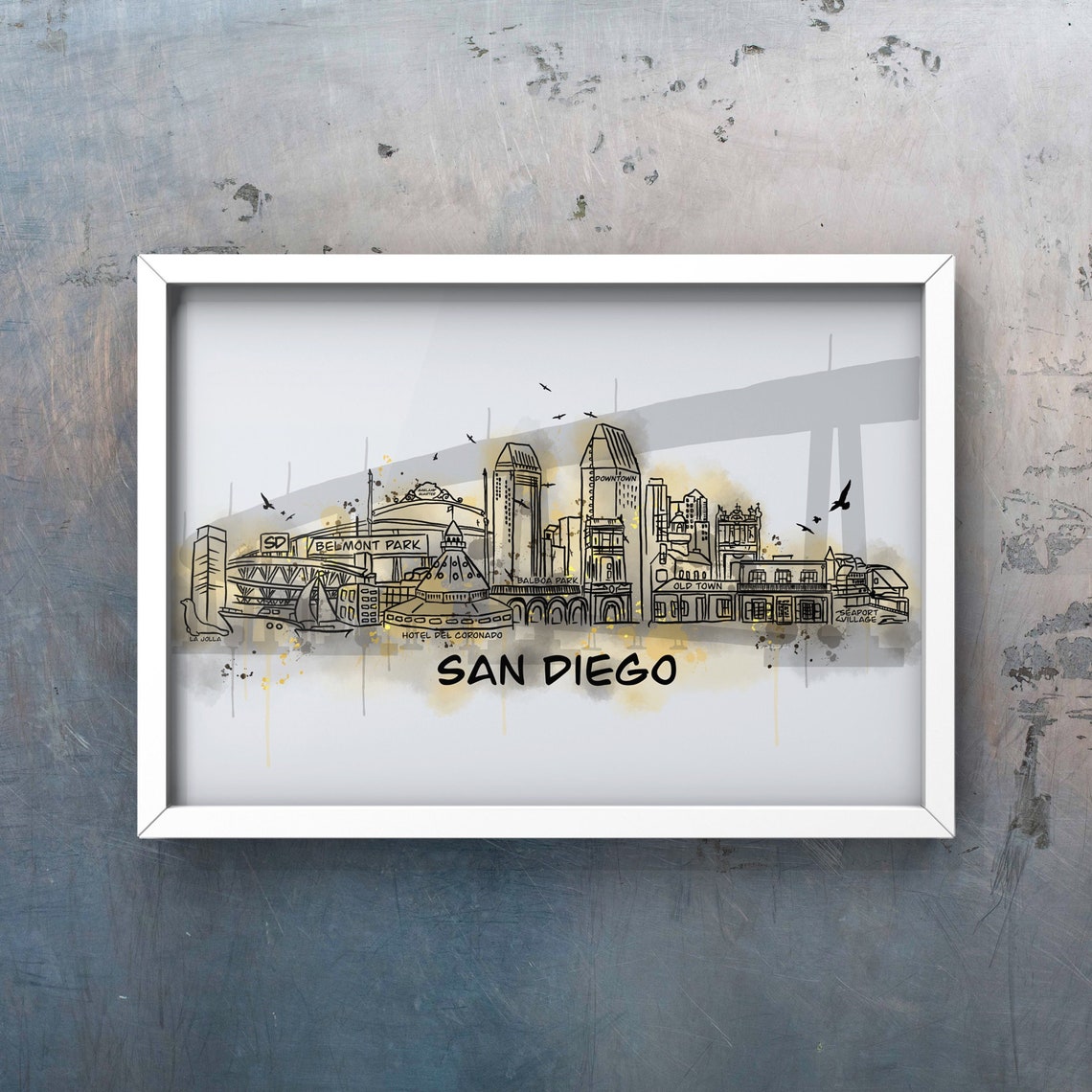 San Diego Outline Mud and Mustard - Etsy