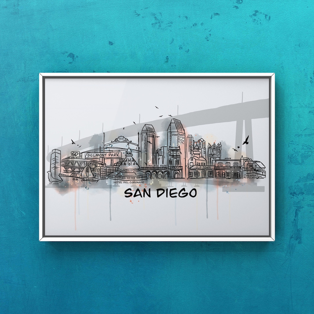 San Diego Outline Orange - Etsy