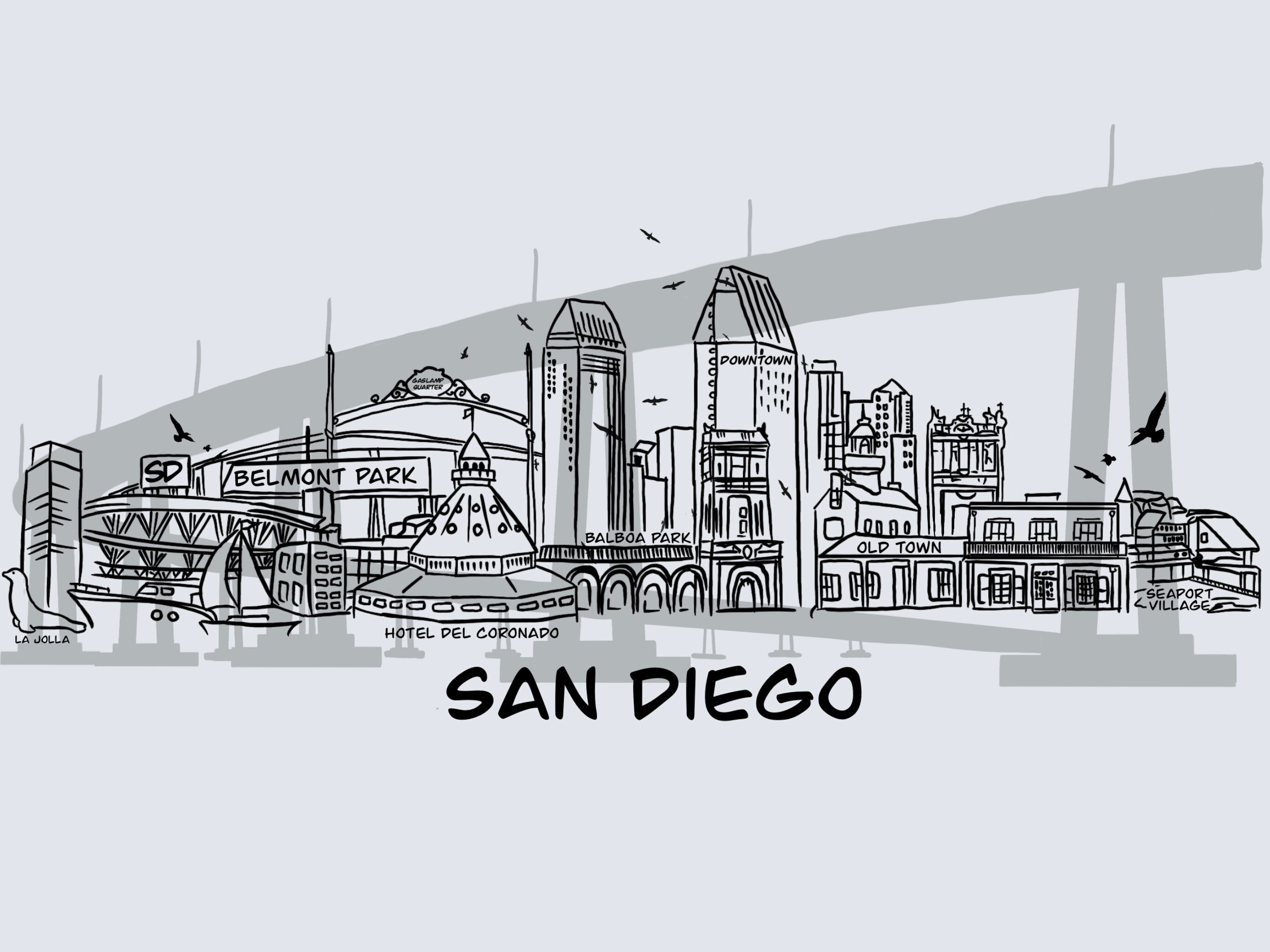 San Diego Outline - Etsy