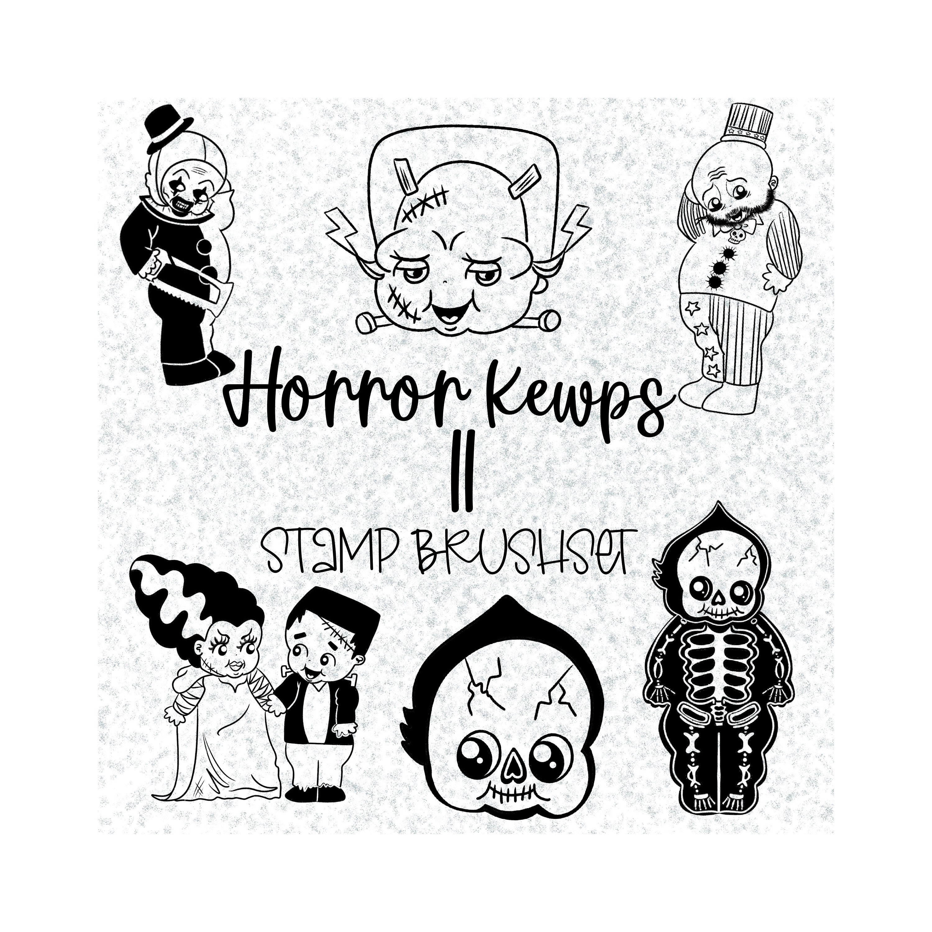 Hand Drawn Horror Cuties 2 Digital Stamps for Procreate by Casey Faye ...
