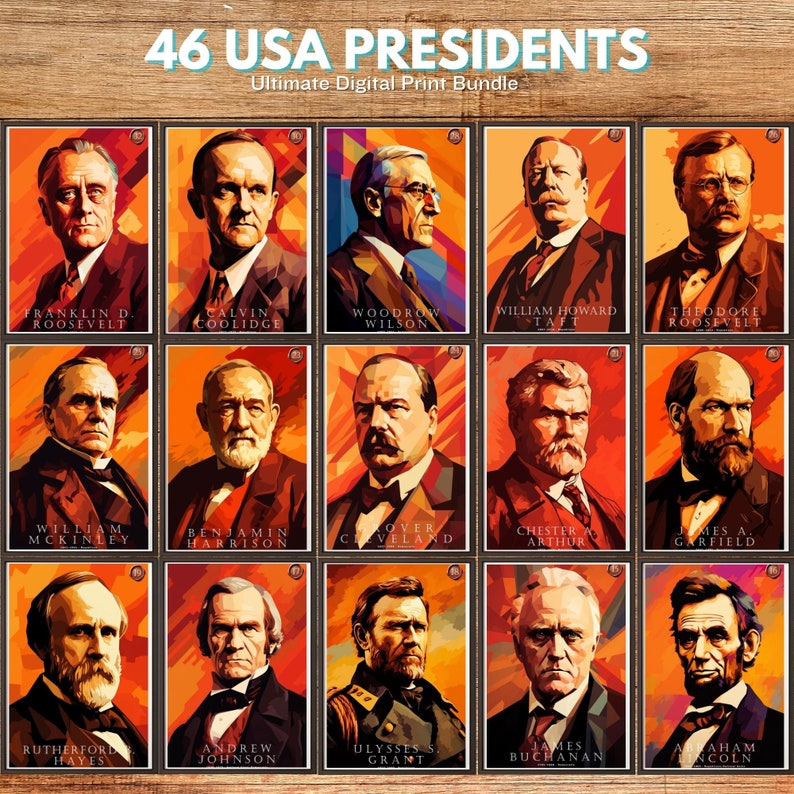 46 United States Presidents Print, USA Presidents Posters, Digital ...