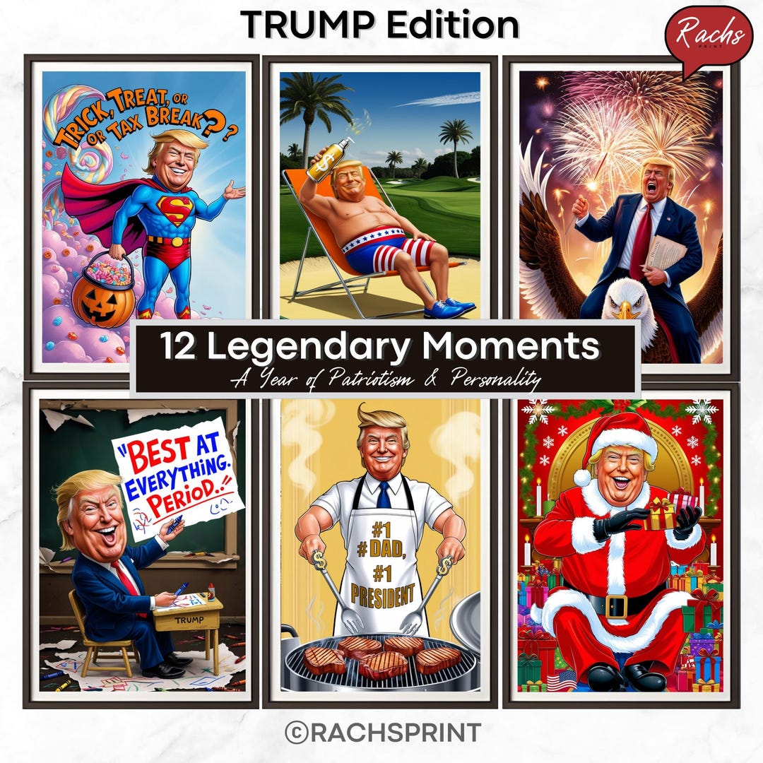 Trump Calendar Art Bundle – 12 Funny PNG, JPG Files for Diy Wall Prints ...