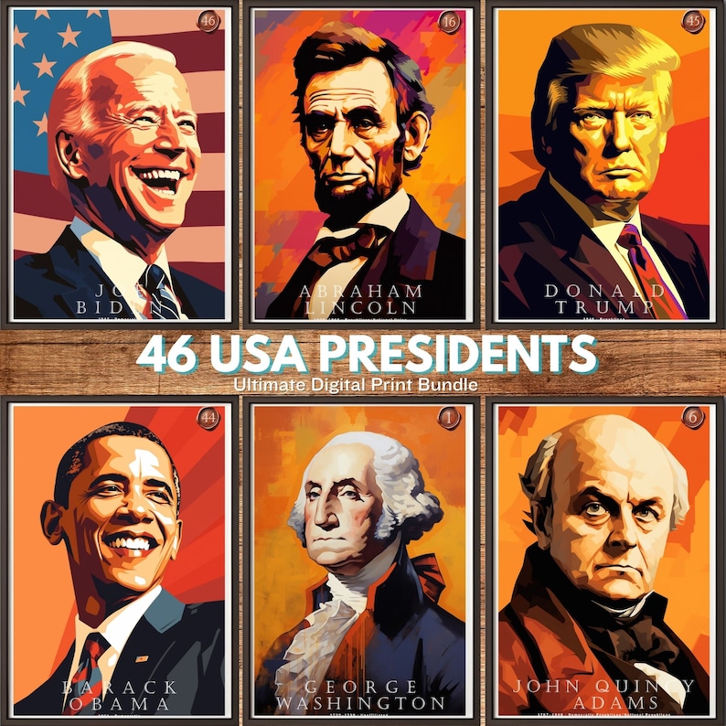 46 United States Presidents Print, USA Presidents Posters, Digital ...