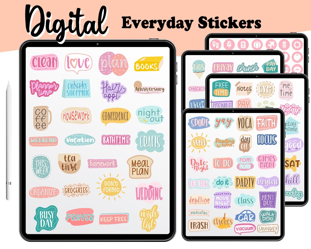 Cute Daily Digital Stickers, Goodnotes Digital Sticker, Kawaii Sticker ...