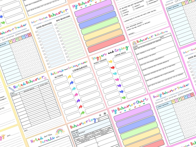 Kids Behavior Tracker, Printable Behaviour PDF, Editable Canva, Kids ...
