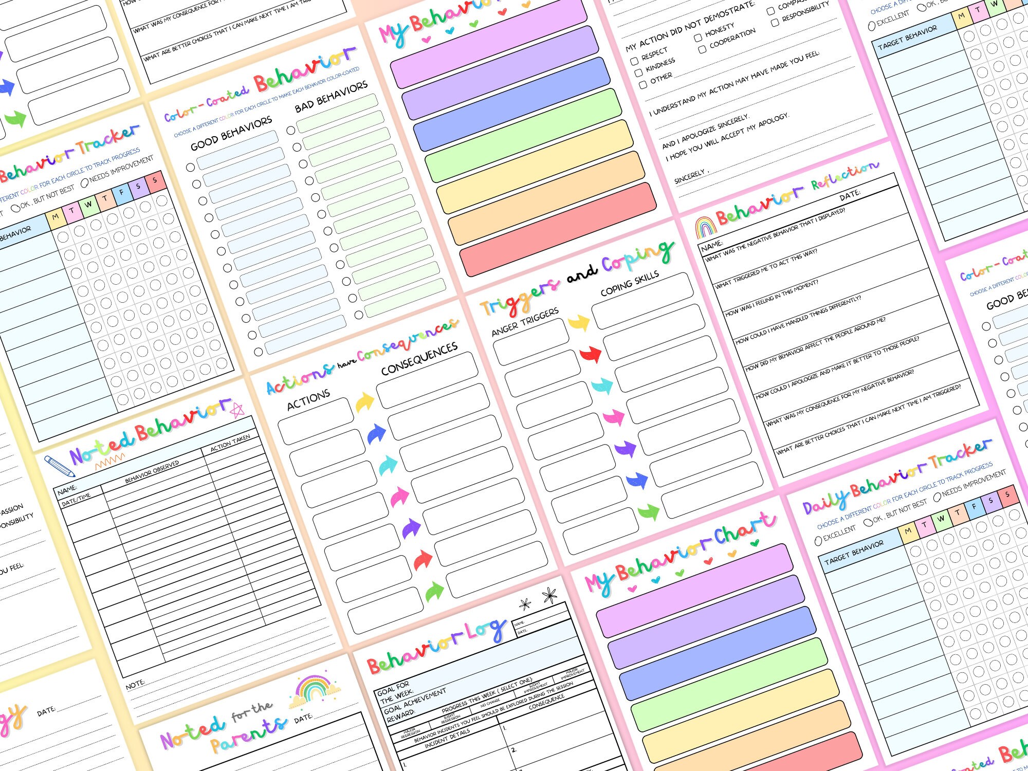 Kids Behavior Tracker, Printable Behaviour PDF, Editable Canva, Kids ...