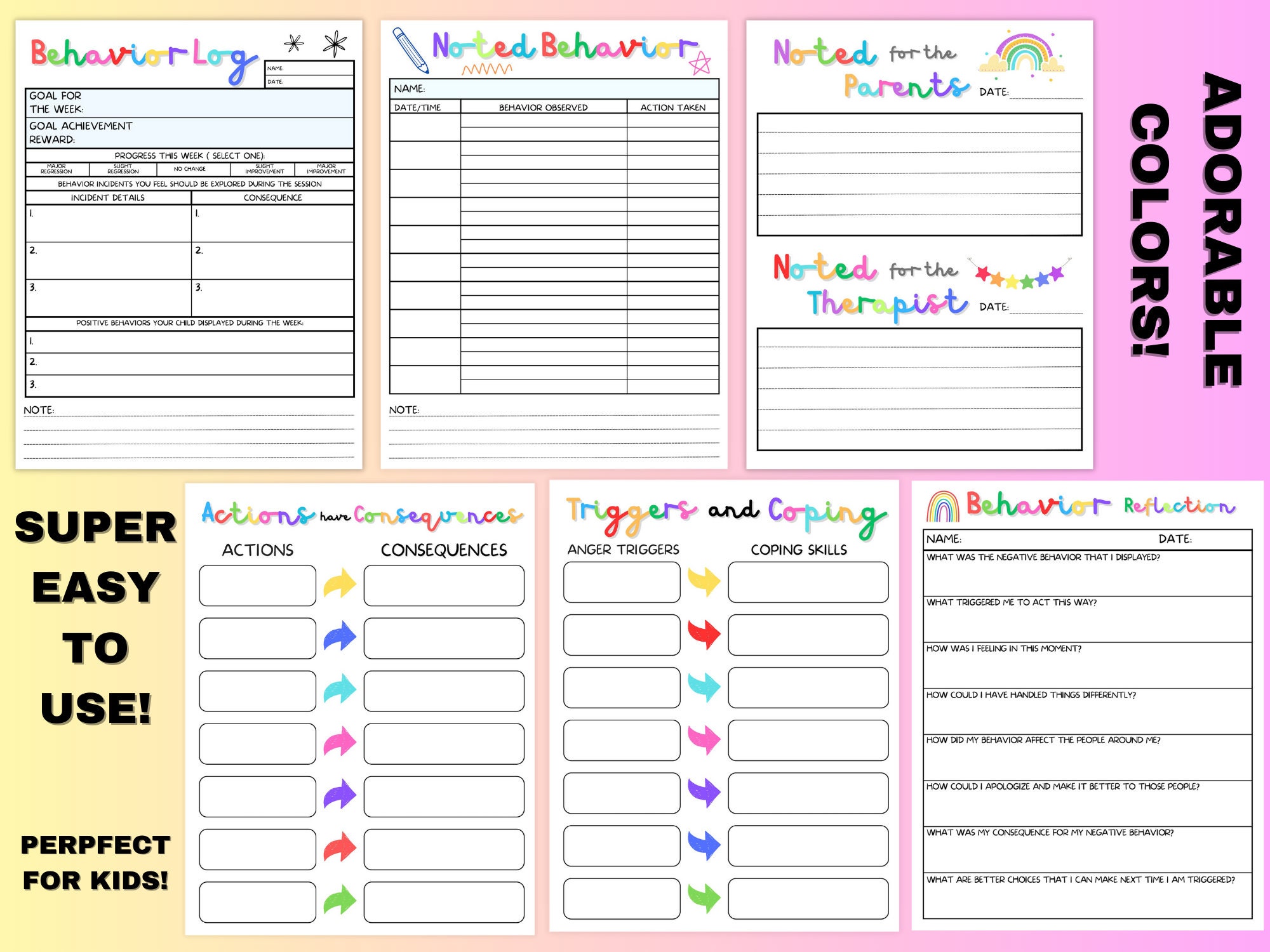 Kids Behavior Tracker, Printable Behaviour PDF, Editable Canva, Kids ...