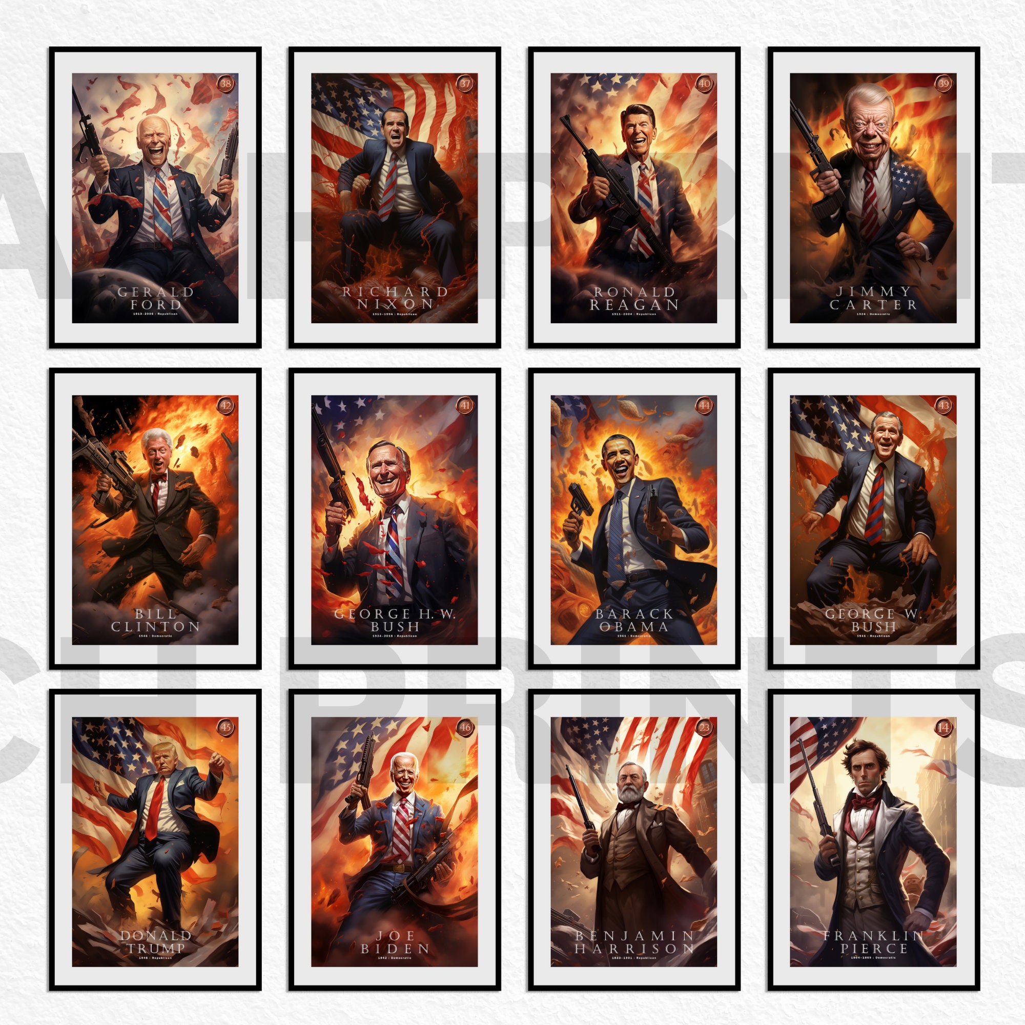 46 US Presidents Prints, USA Presidents Posters, Digital Posters ...