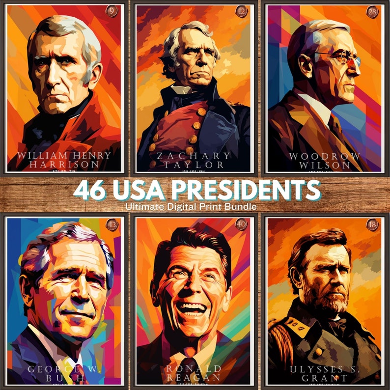 46 United States Presidents Print, USA Presidents Posters, Digital ...