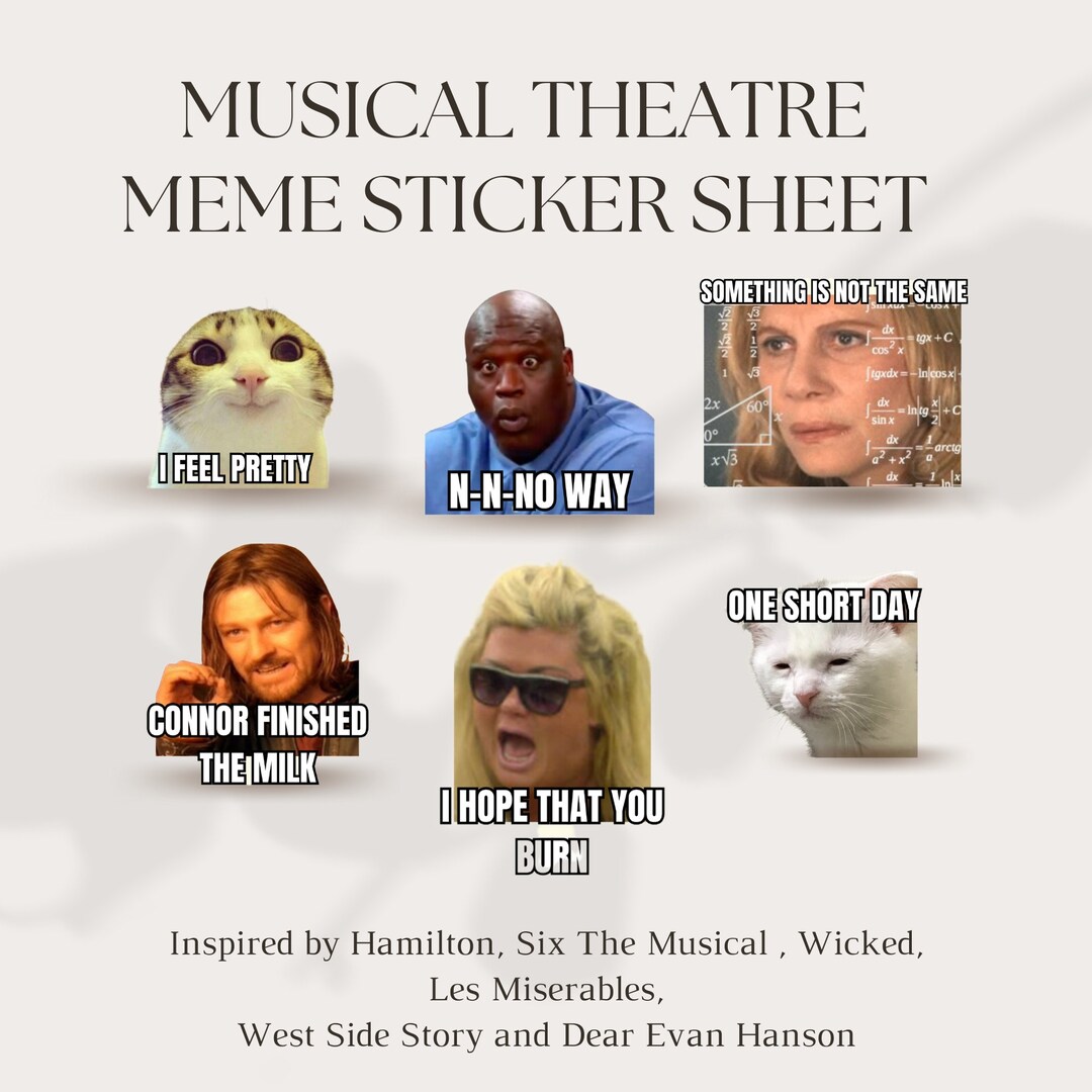 Musical Theatre Meme Sticker Sheet - Etsy
