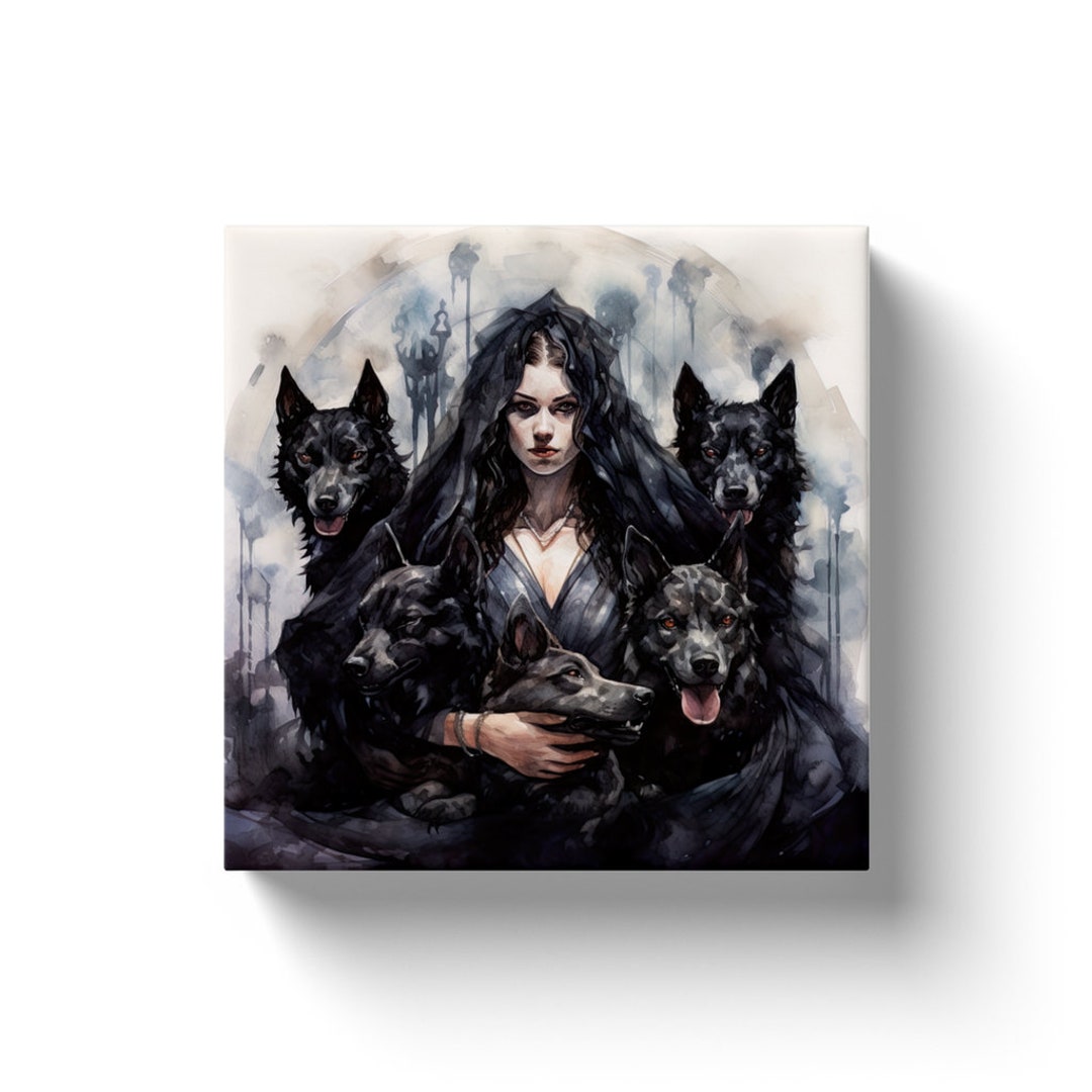 Hecate and Her Black Dogs - Canvas Wall Art - Hekate, Hecate Statue ...