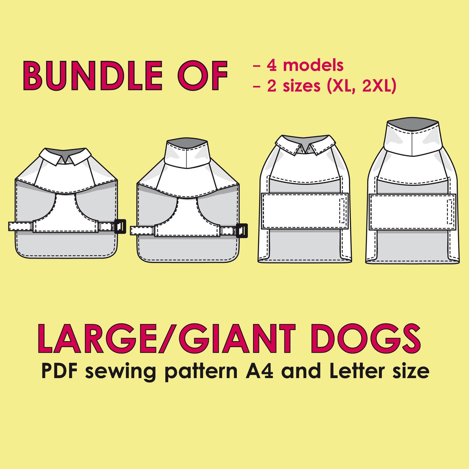 Giant Dogs Bundle Clothes Digital Sewing Pattern Pdf, Large Dog Coat ...