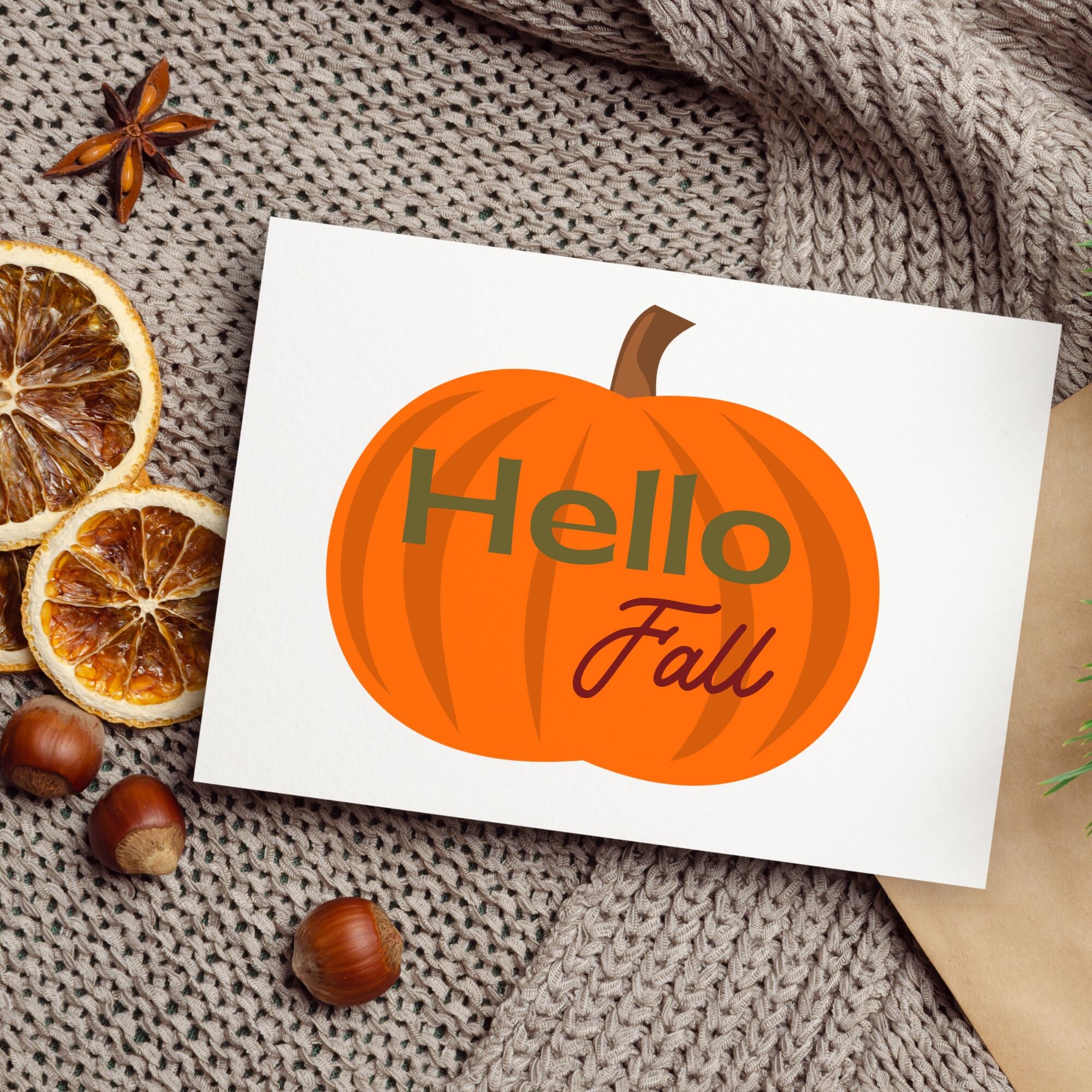 Hello Fall Pumpkin SVG and PNG Perfect for Cricut or Silhouette ...