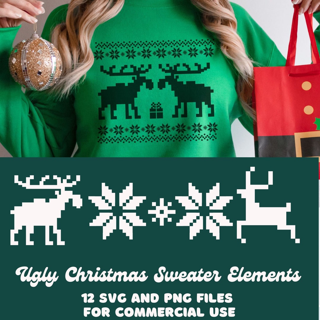 Ugly Christmas Sweater Elements Commercial Use 12 PNG and SVG Bundle - Etsy