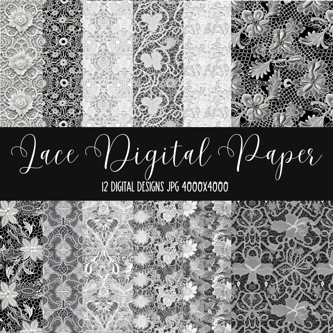 WHITE LACE Seamless Digital Paper Wedding Themed Patterns for Digital ...