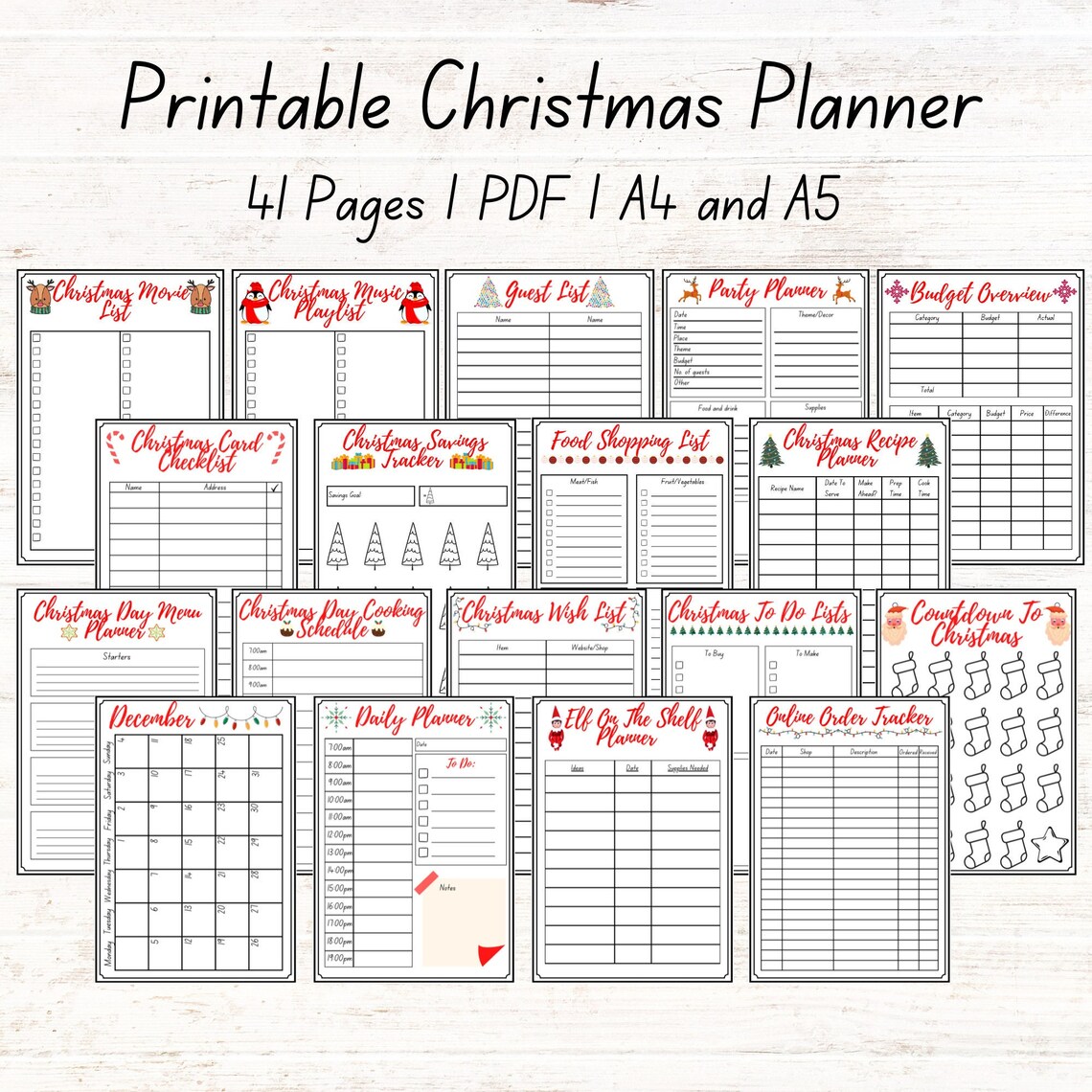 Christmas Printable Planner, Holiday Planner, Printable Pdf's ...
