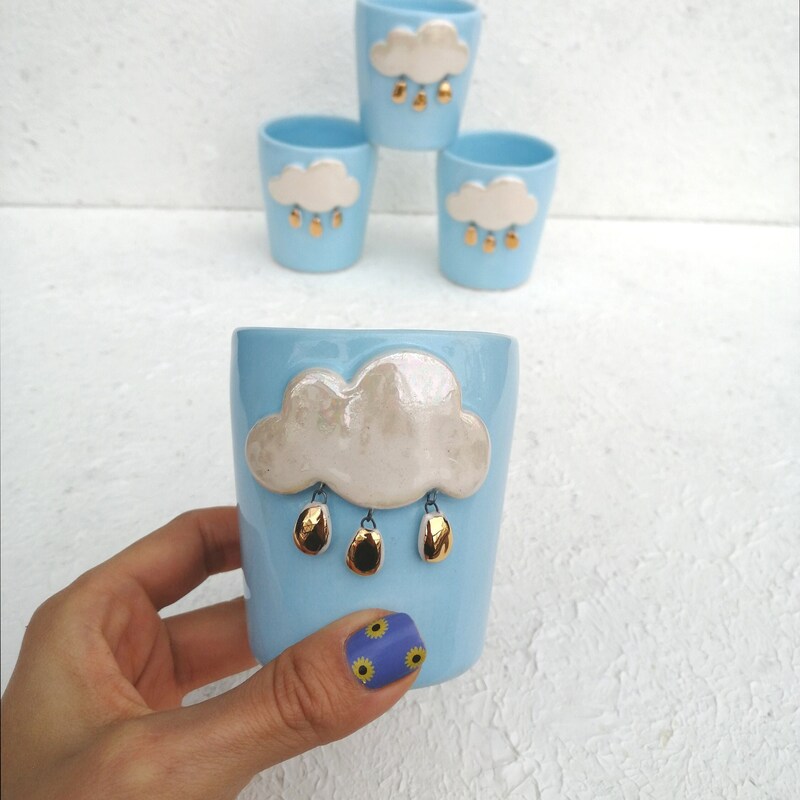 Blue and Gold Mug - Etsy