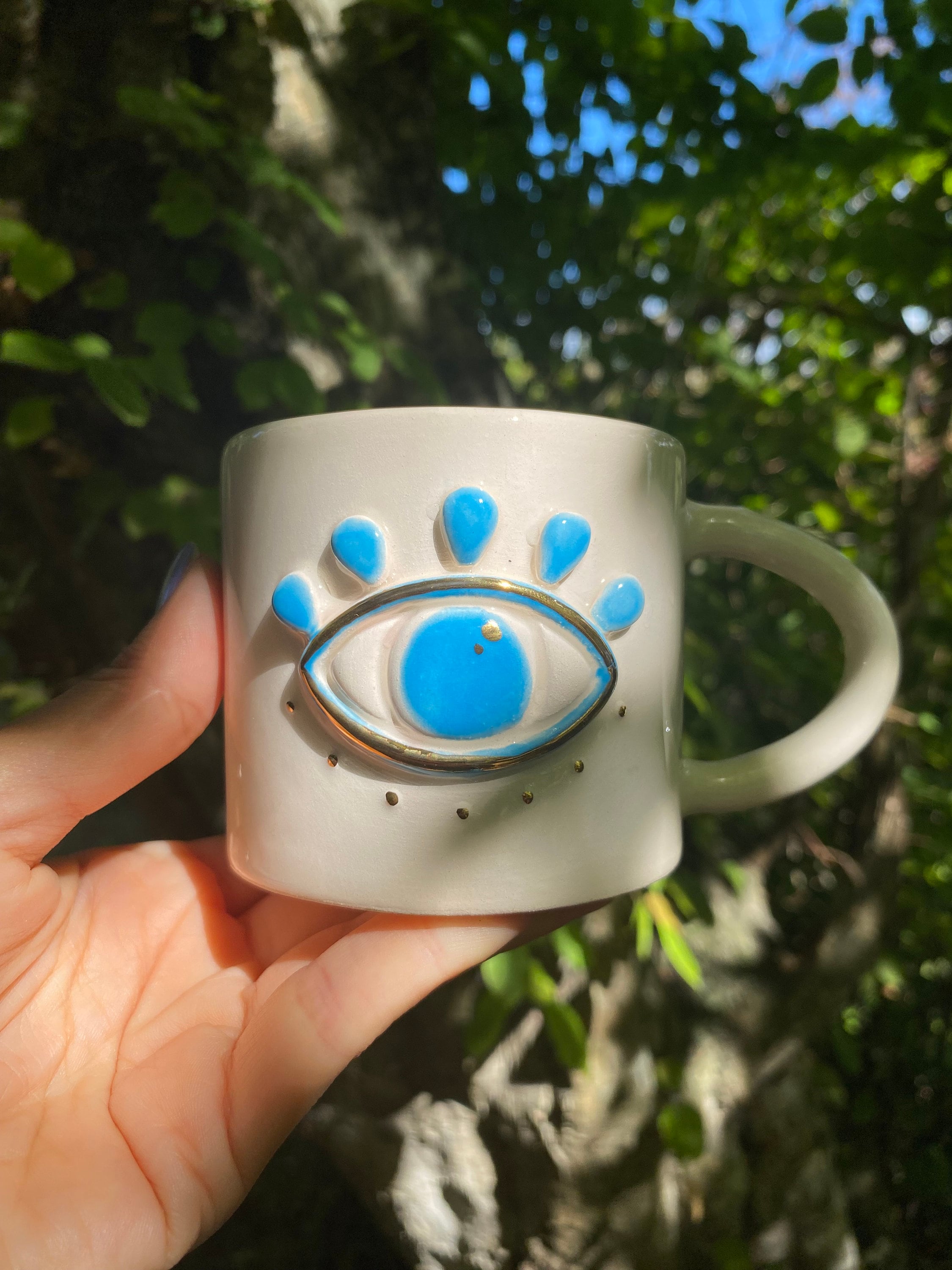 Blue Eyes Coffee Mug Evil Eyes Cup Handmade Ceramic Mug - Etsy