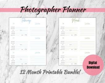 Photoshoot Planner Printable Download Portrait, Fine Art, Styles Shoots ...