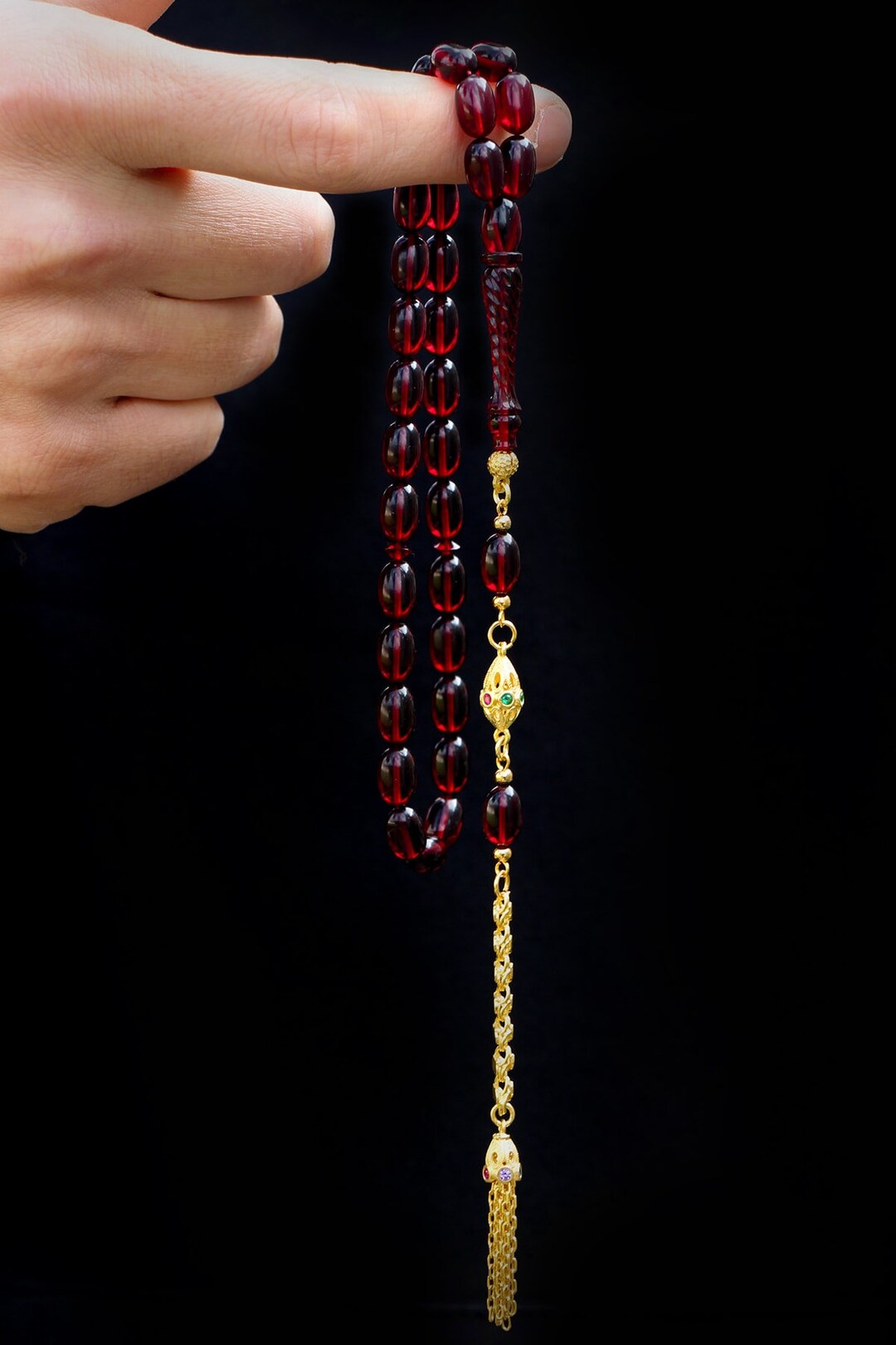 Flame Red Amber crystal Ottoman Tassel Amber Kehribar Tasbih - Etsy