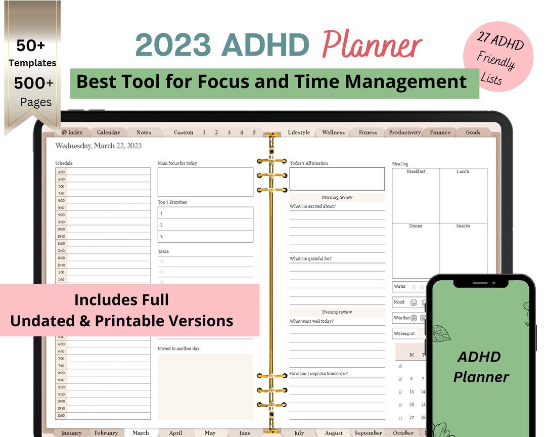 ADHD Planner, ADHD Digital Planner, Goodnotes Planner, Adhd Planner ...