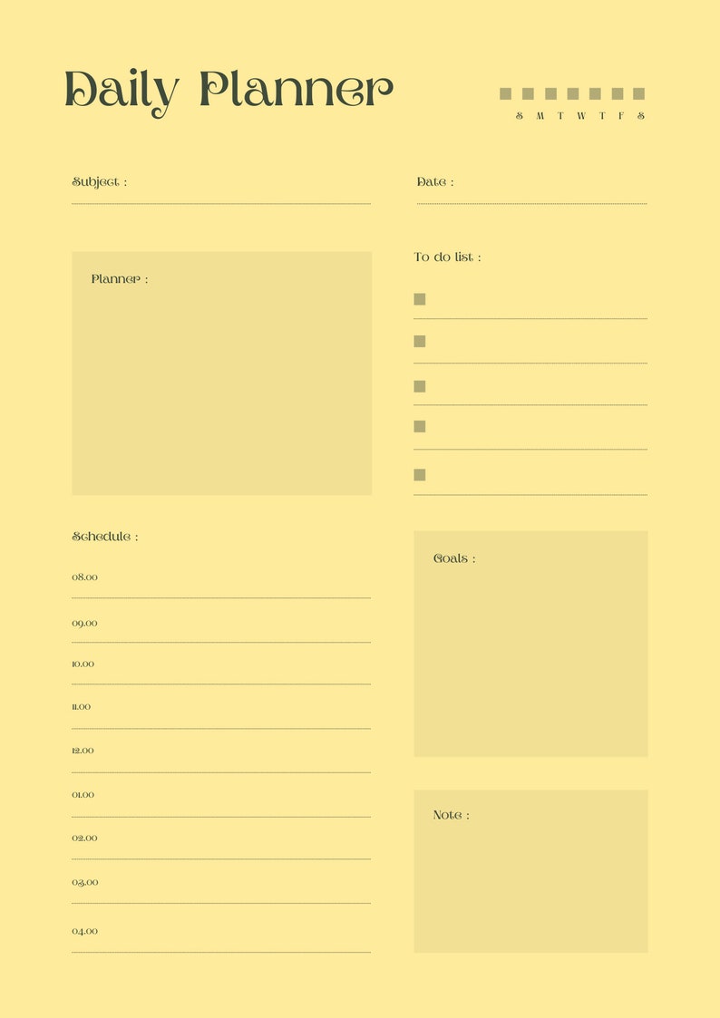 Daily Weekly Planner To Do List Digital Planner Pdf Print