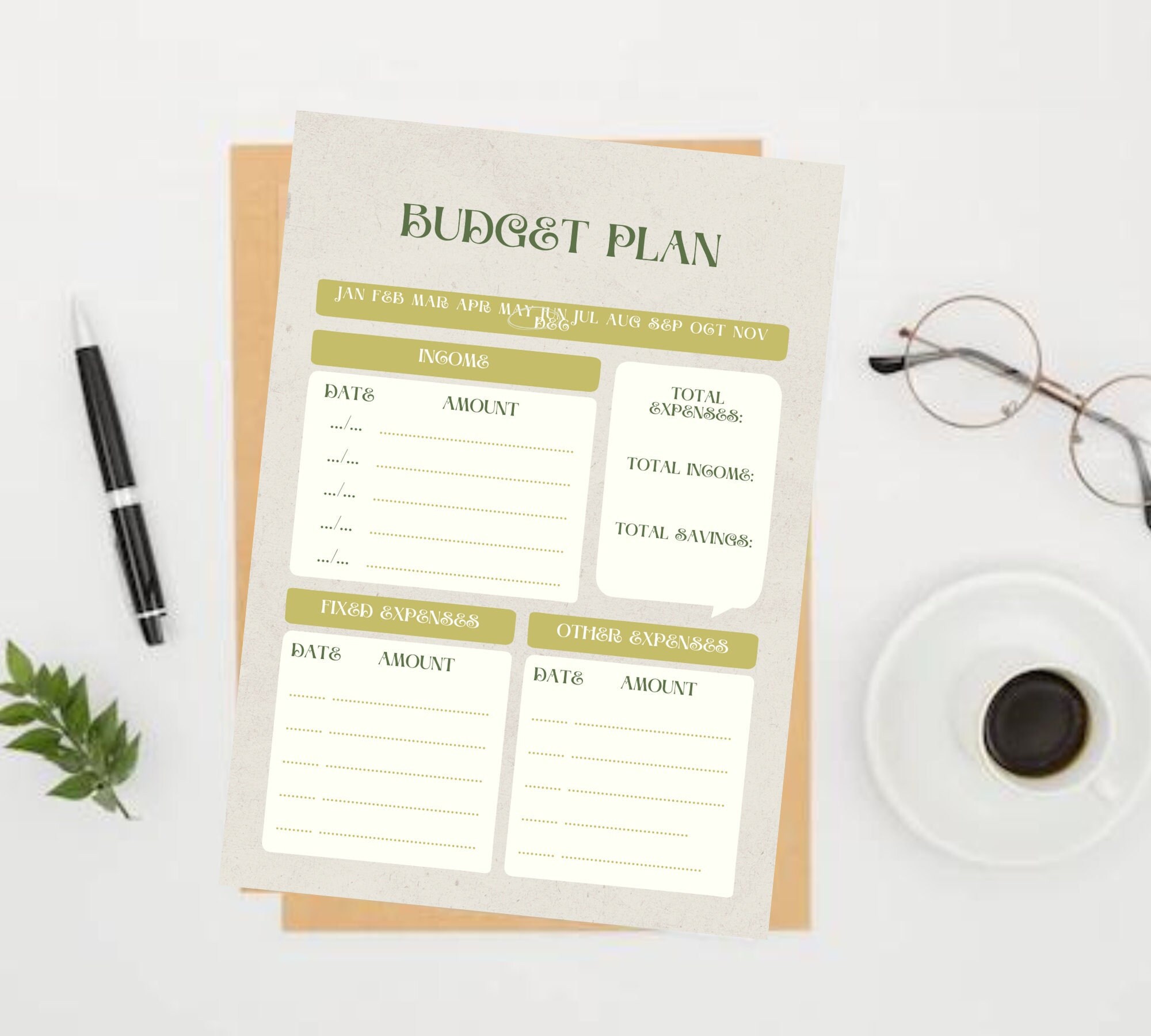 Green Budget Planner // Expense Tracker// Digital Planner // Pdf Print ...
